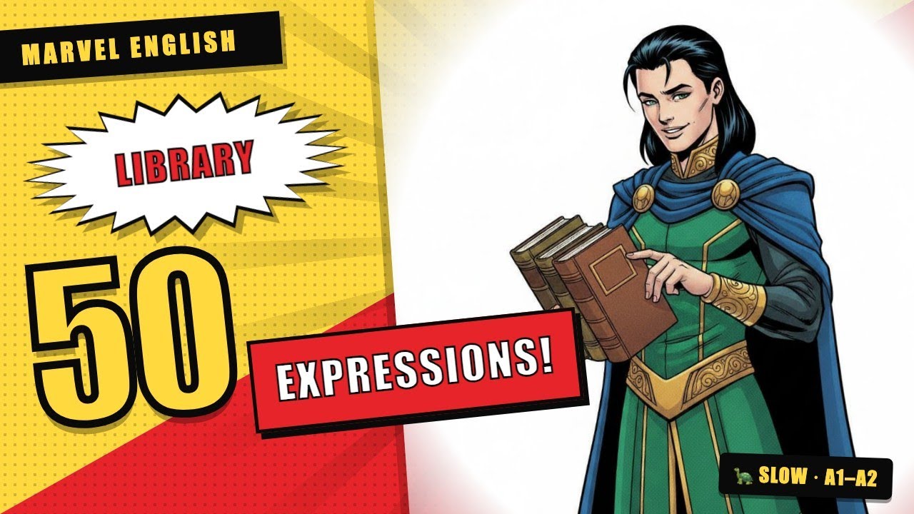 50 Library Verbs in English 🦸 Marvel ESL Lesson | Slow Speed (A1-A2 ...