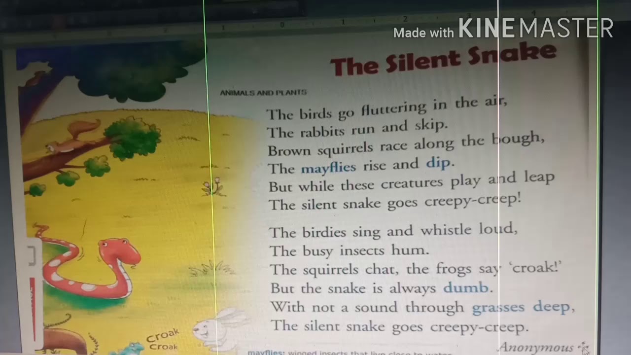 The silent snake poem(New Gems English Reader)Class-3 - YouTube