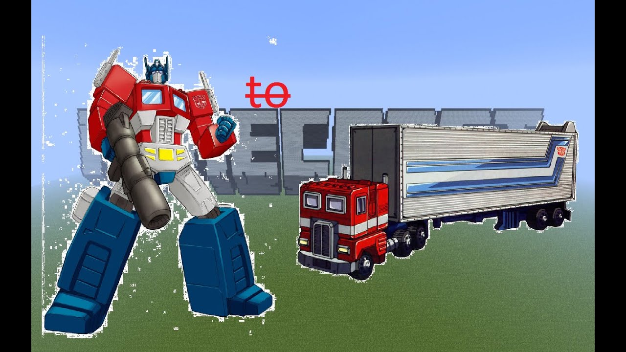minecraft transformers optimus prime robot form to vehicle form - YouTube