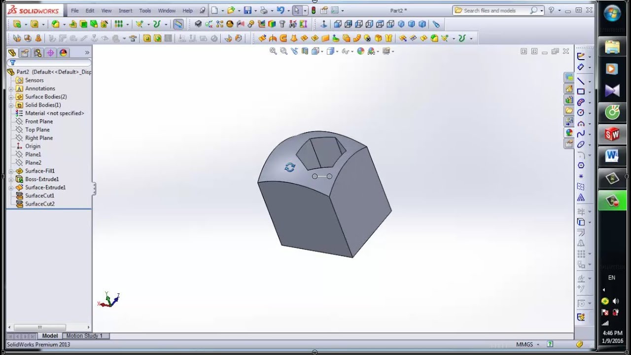 SolidWorks: Filled Surface, Thicken, Planar Surface, Cut – Thicken ...