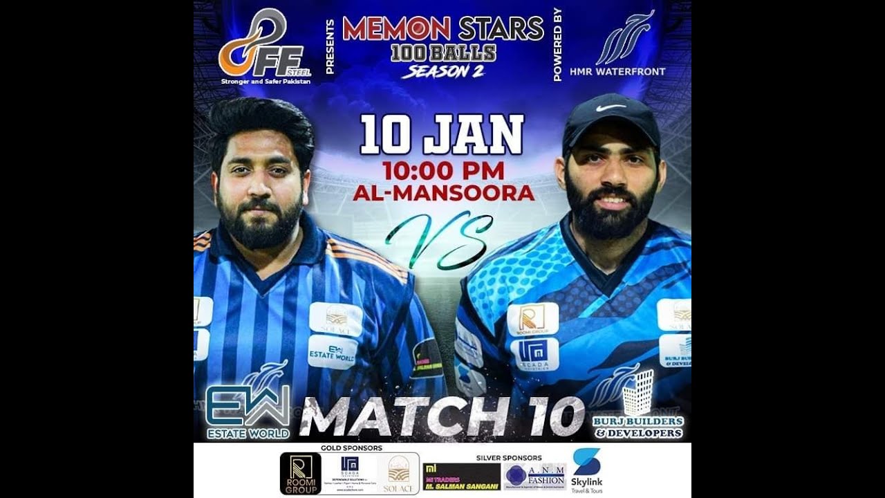 Memon Stars Hundred Balls Season#2 | Match#10 | Burj Builders ...