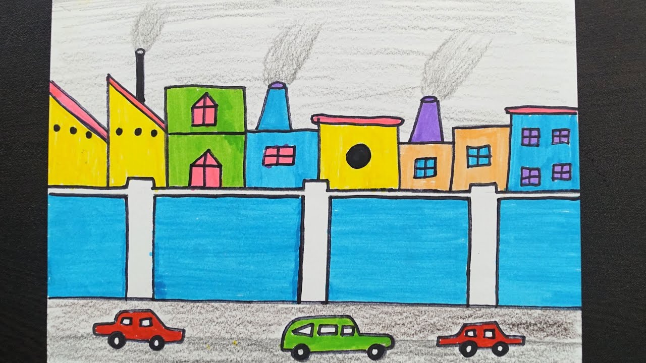 How To Draw Air Pollution || Drawing of Air Pollution Form Industries ...