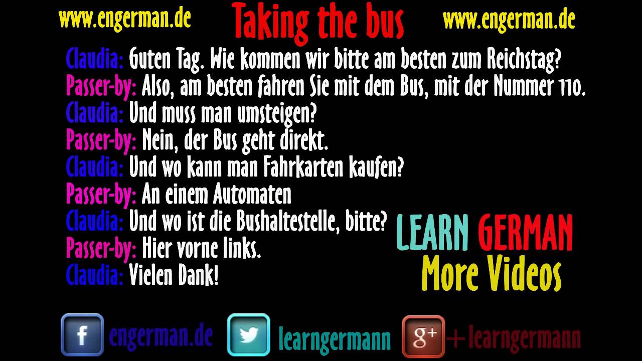 Learn German | Dialog | Taking the bus - YouTube