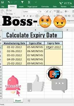 Excel Trick & Excel Tips How to Calculate Expiry Date #ytshorts #excel #study #excelshorts - YouTube
