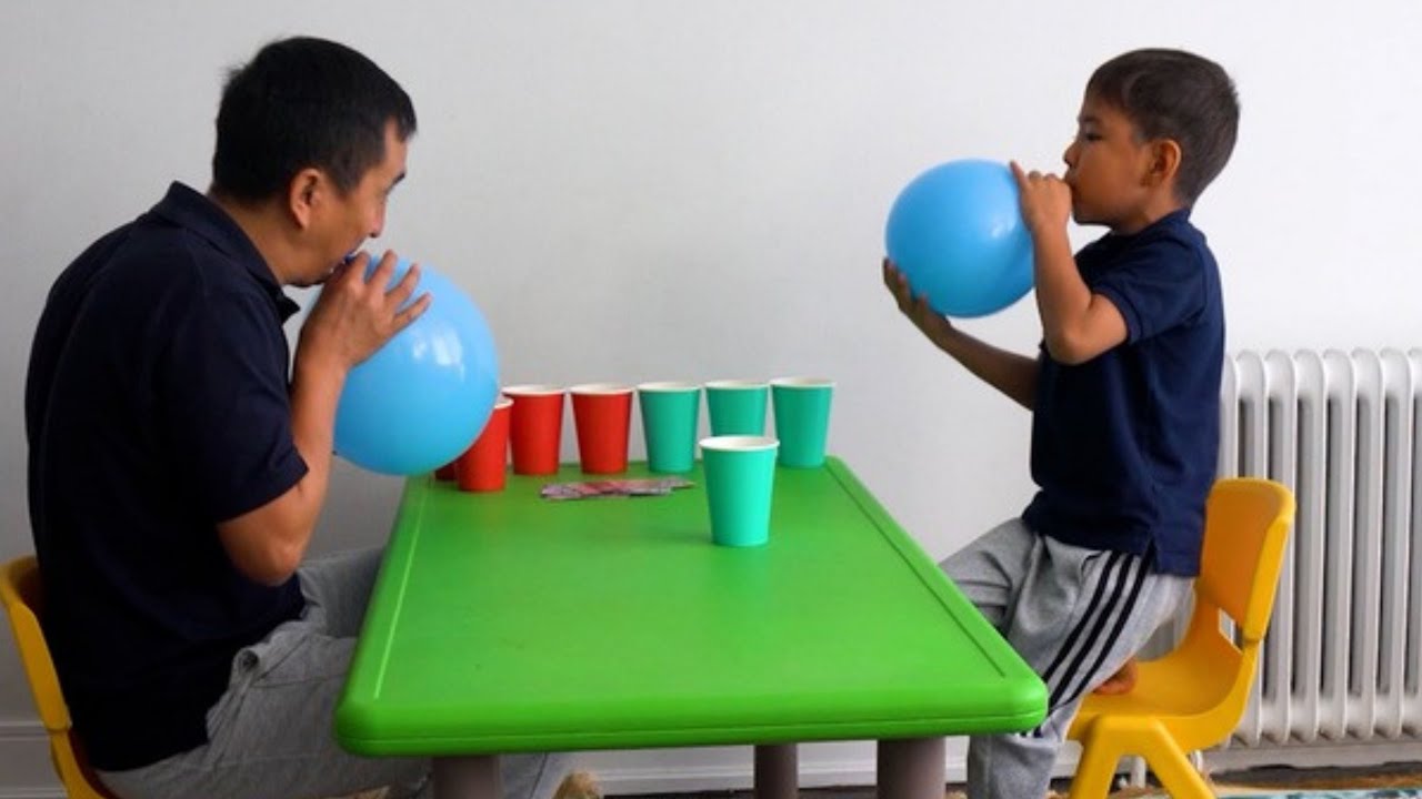 Balloon Cup Challenge- Father vs Son - YouTube