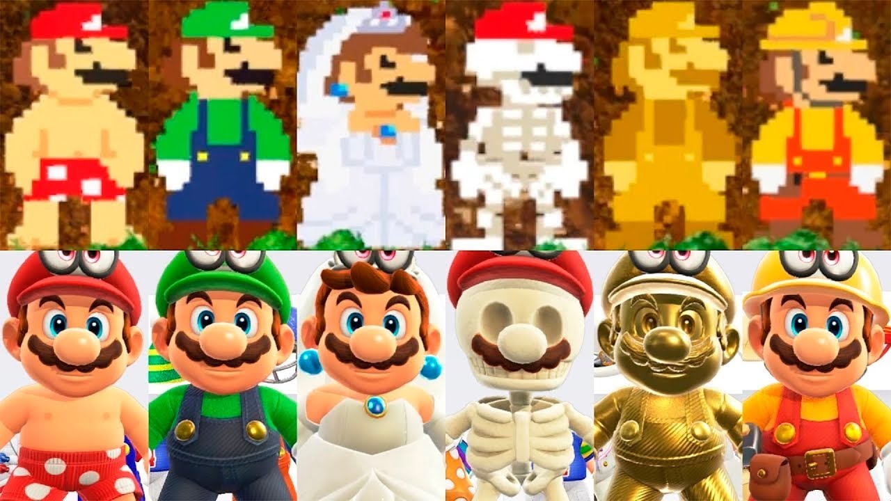 TODOS LOS DISFRACES Y SOMBREROS de Super Mario Odyssey Español - YouTube