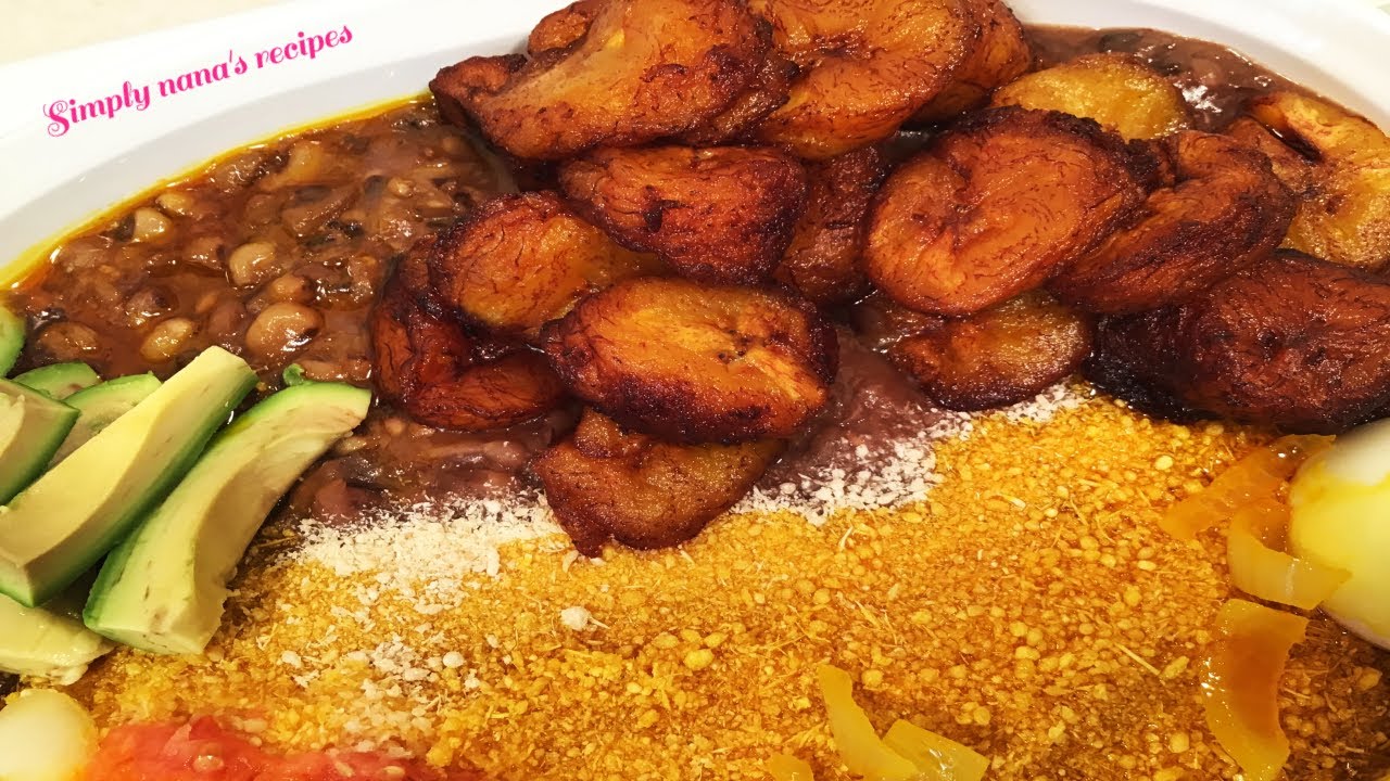 Ripe plantain and Tasty beans with tilapia salted dried fish aka Gob3 ...