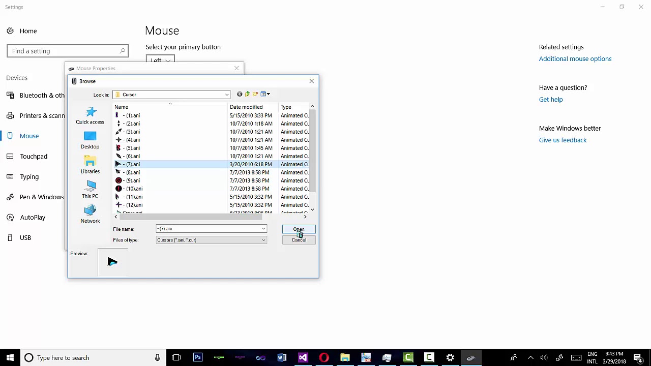 Cursor Mouse Setting - YouTube