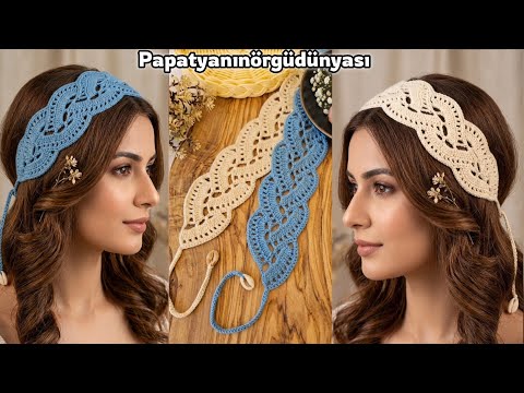 Boho Tarzı Tığ İşi Örgü Saç Bandı / Bandana Yapımı 🐚 | Adım Adım Detaylı Anlatım