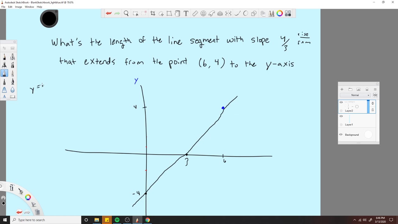 Length of line segment given slope - YouTube
