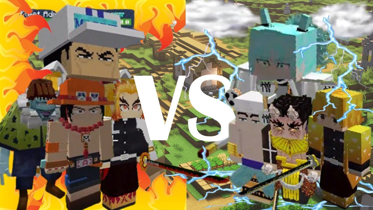 Team Fire VS Team Thunder - Jujutsu Craft X Kimetsu No Yaiba X Mine ...