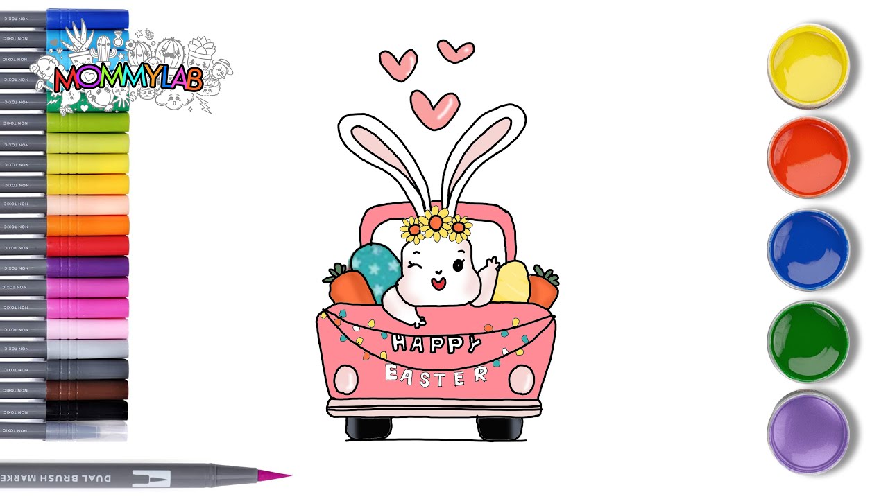HOW TO DRAW EASTER BUNNY IN THE CAR - YouTube