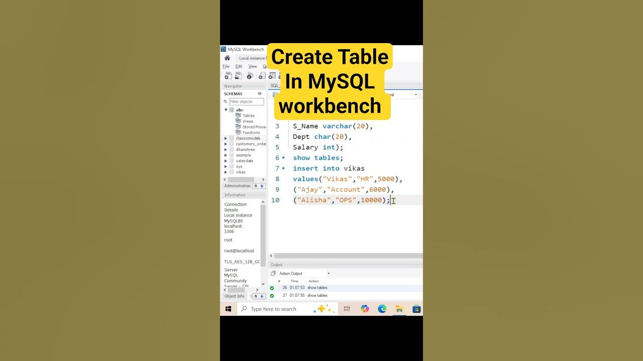 Create database using MYSQL Workbench #shorts #mysql #excelr - YouTube