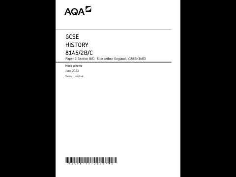 AQA GCSE HISTORY PAPER 2 2023 MARK SCHEME (8145/2B/C Section B/C: Elizabethan England, c1568 ...