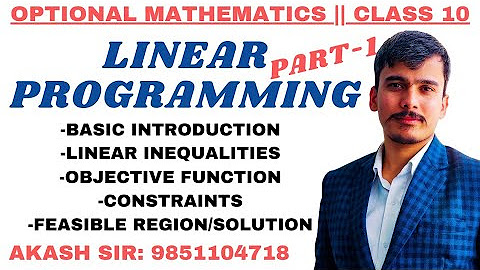 Linear Programming || Class 10 optional mathematics - YouTube