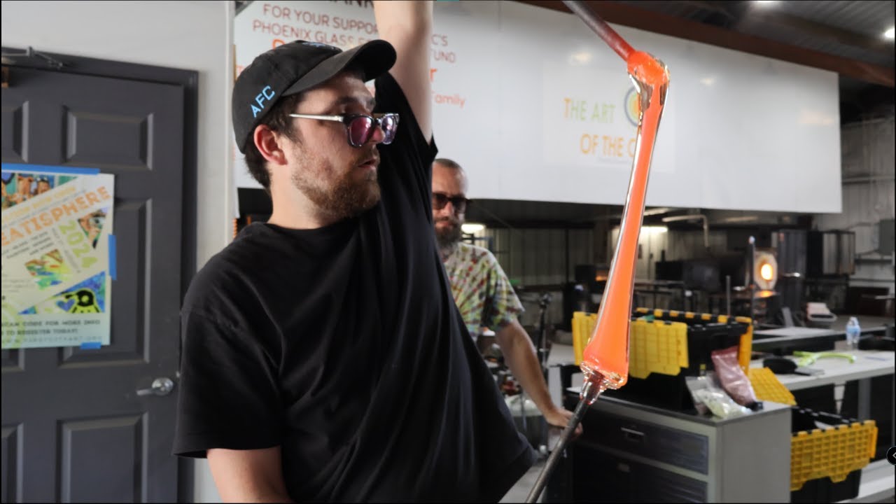 Glassblowing Color Techniques: Pulling Glass Cane - YouTube