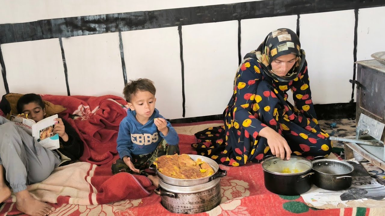 Delbar baking local nomadic bread and taking the children to school ...