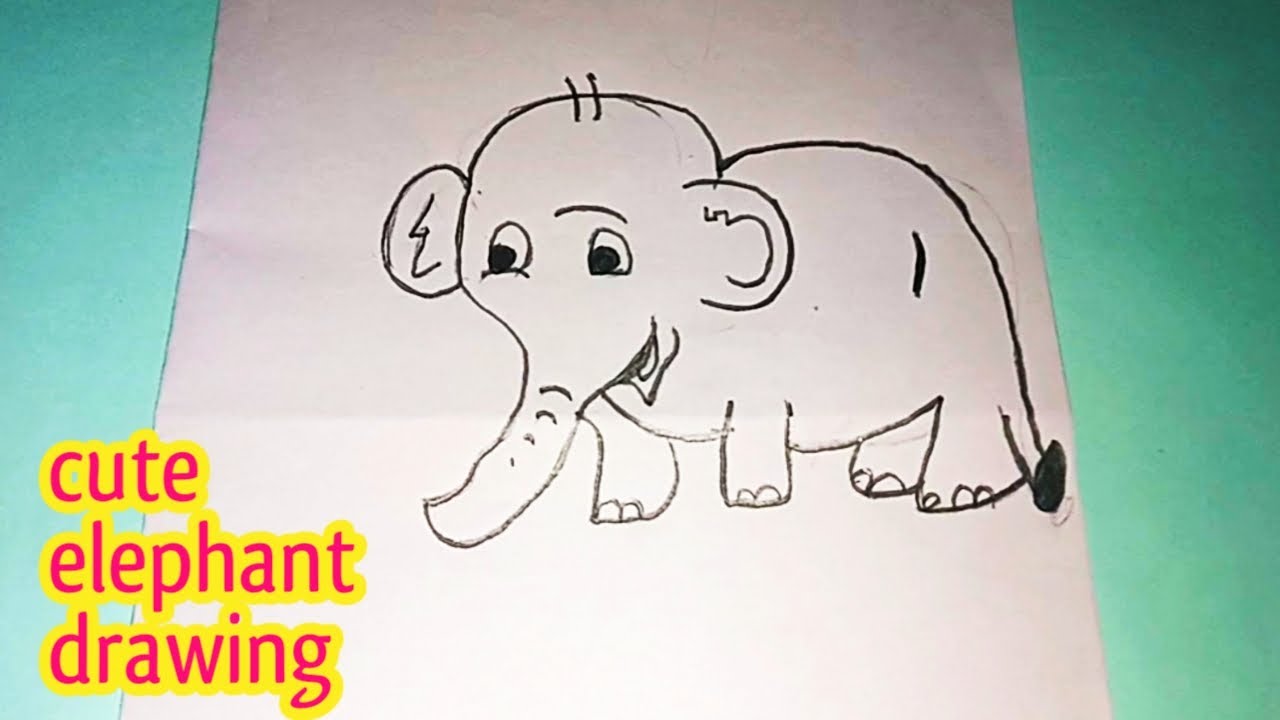 How to draw a elephant/ cute and small elephant drawing/ - YouTube