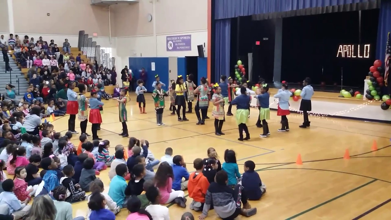 Eagle steppers Apollo celebration at #33 school - YouTube