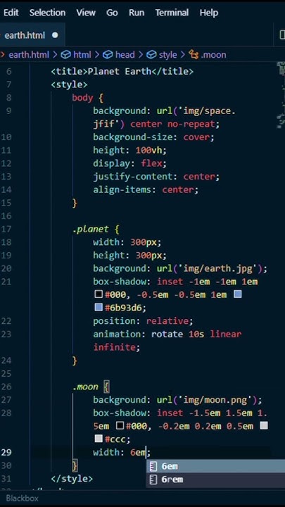 Earth and Moon Animation using HTML and CSS | | Coding Pulse #shorts - YouTube
