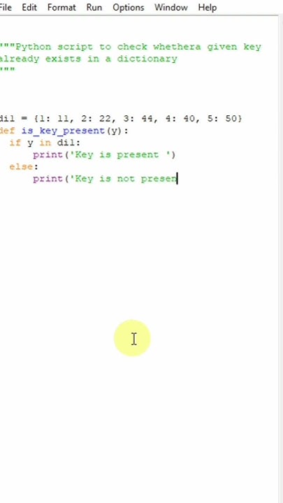 python program to check for existence of key - YouTube