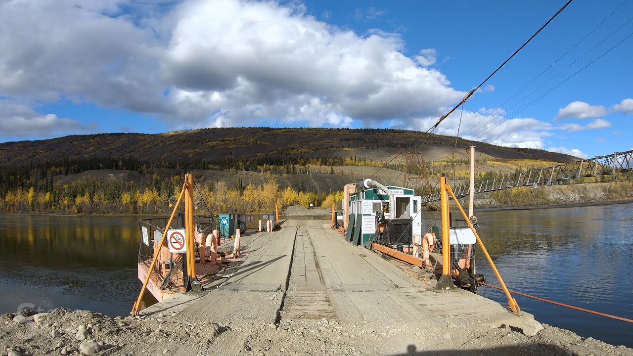 Crossing the Pelly River via the Pelly Barge in Ross River - YouTube