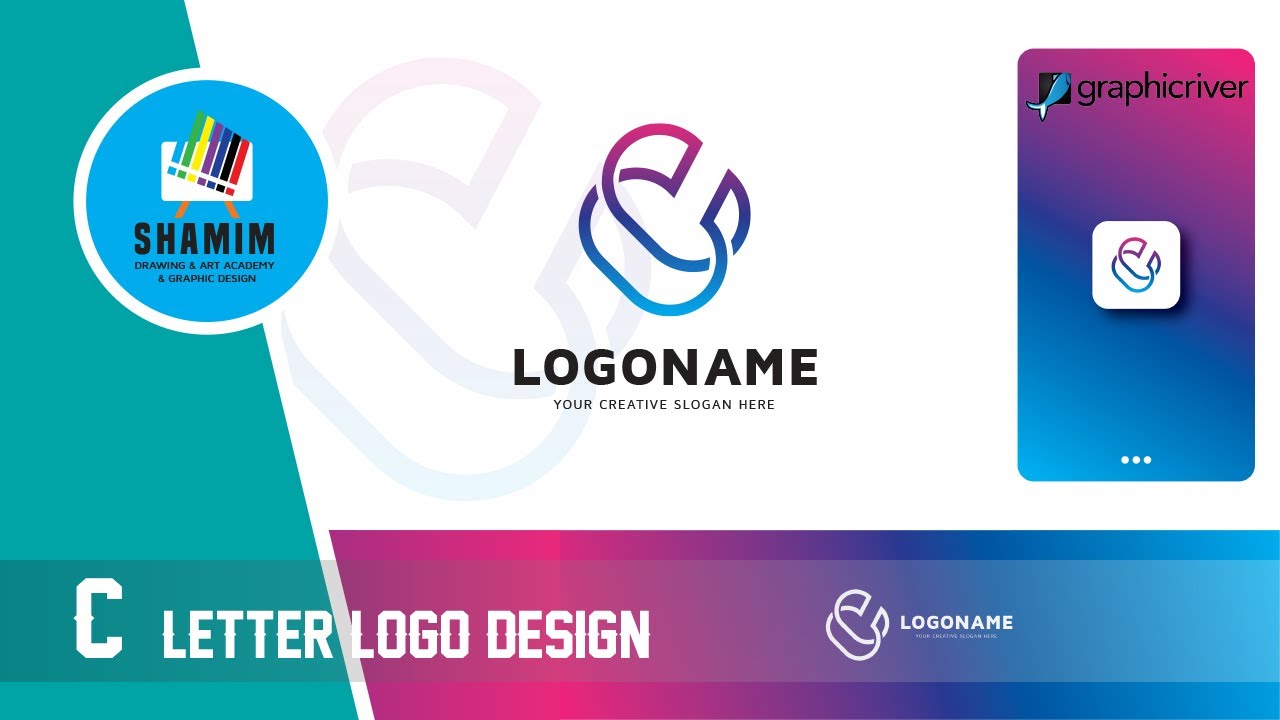 How to Make C Letter Logo Design in Illustrator Tutorial | Shamim Drawing & Art Academy - YouTube