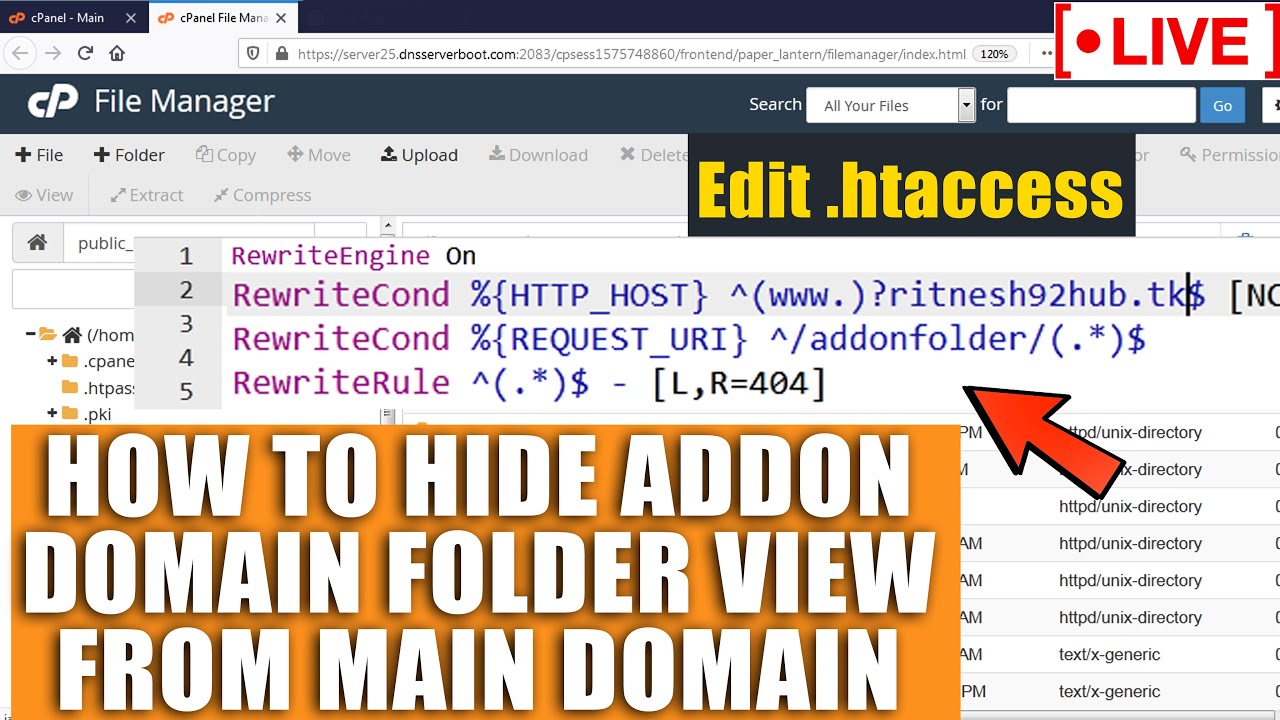 [🔴LIVE] How to Hide Addon domain folder view from main domain? - YouTube