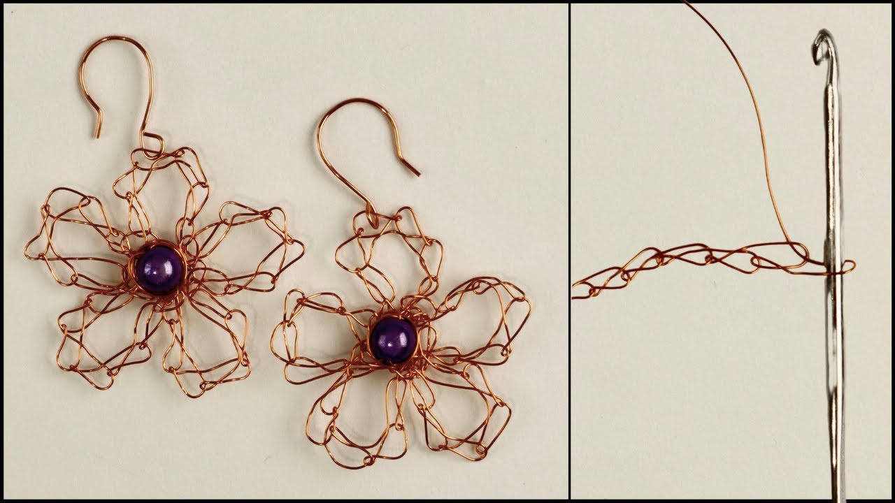 Crochet Artistic Wire Flower Earrings Tutorial - YouTube