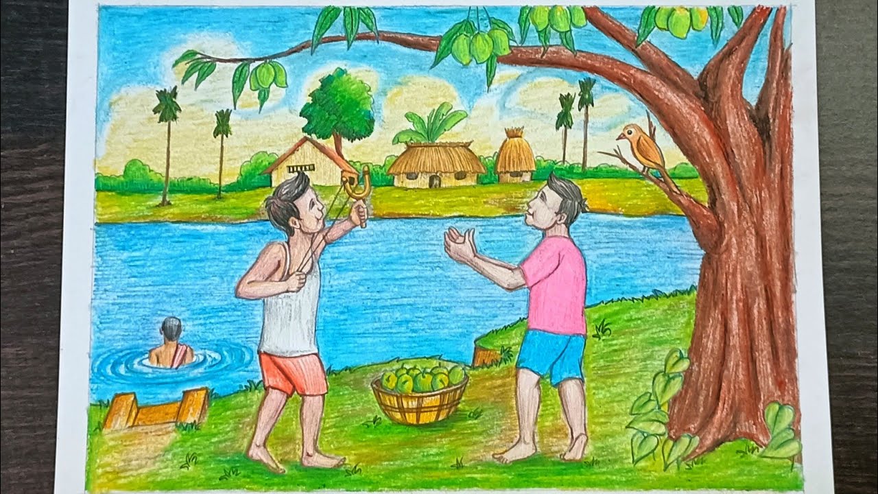 How to paint very easy Summary Scenery for kids Step by Step|Childhood ...