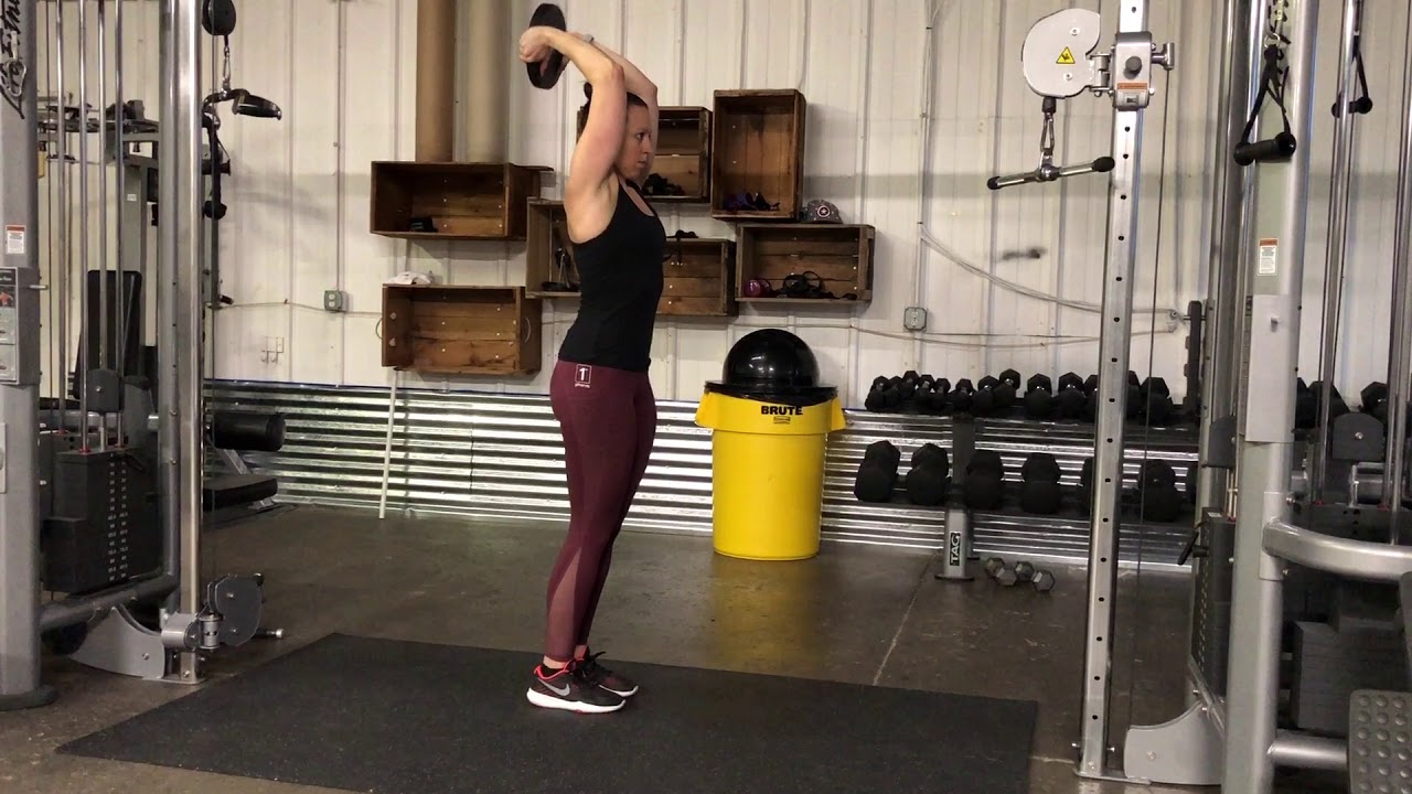 Overhead Plate Tricep Extension - YouTube