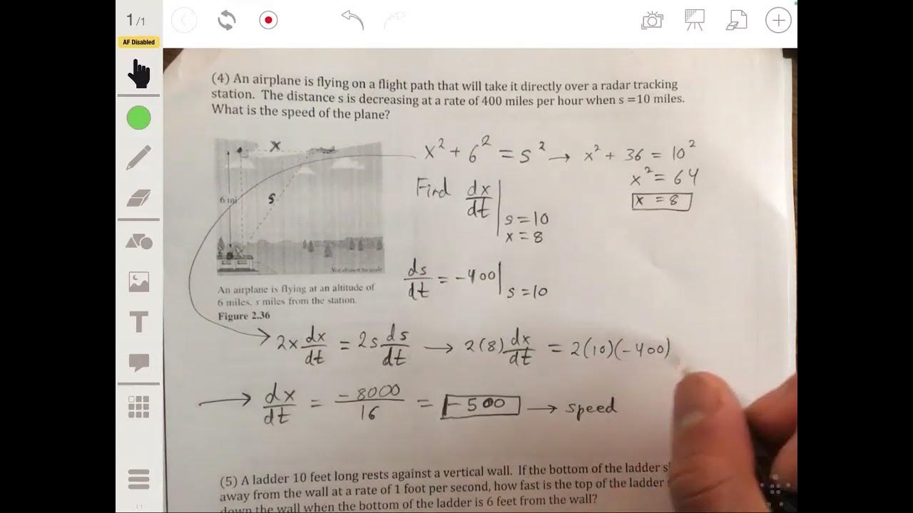 Related Rates: Determining the Speed of a Plane Problem | AP Calculus ...