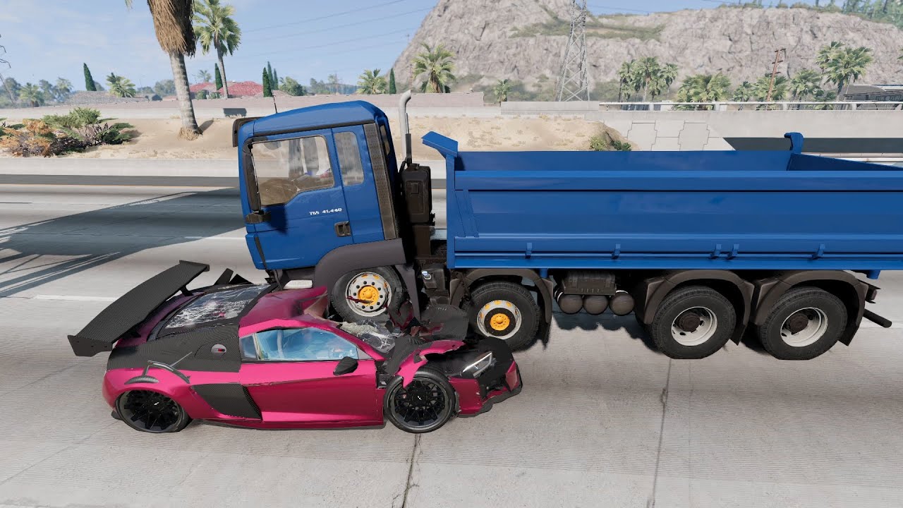 Truck Jump over Cars #1|BeamNG Drive | - YouTube
