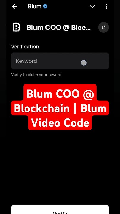Blum COO @ Blockchain | Blum Video Code - YouTube
