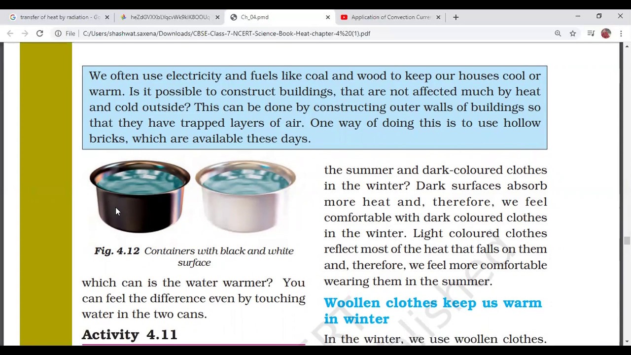 class 7 science ch4 part4 - Heat - Radiation - YouTube