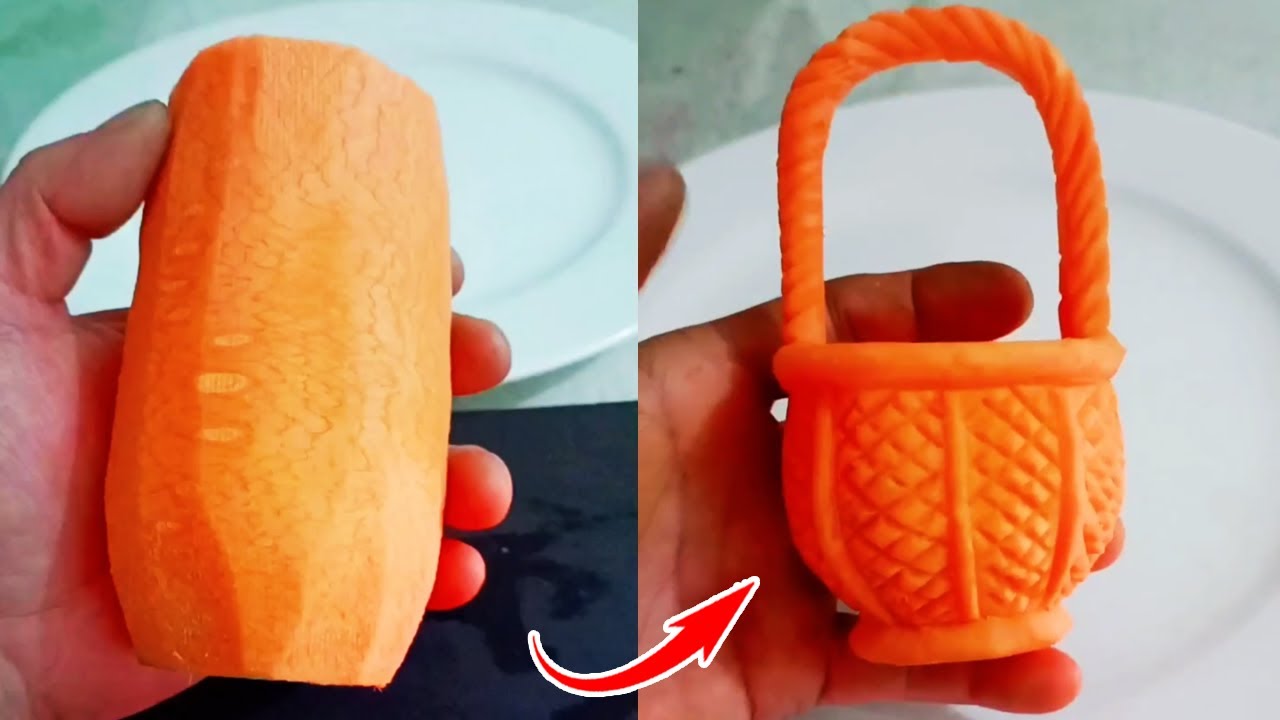 Carrot Carved Basket丨Apple Carved Swan丨Cucumber Decoration丨Vegetable ...