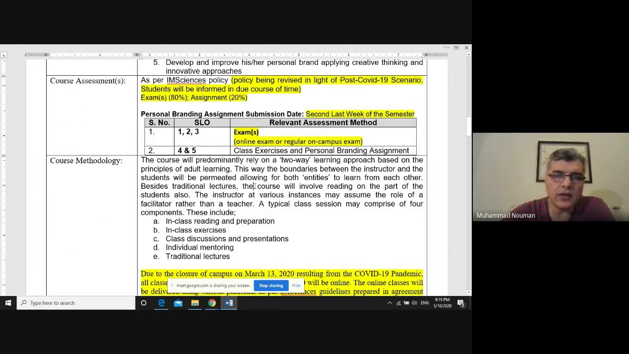1. Procedure for Online Course & Review of Revised Outline for ...