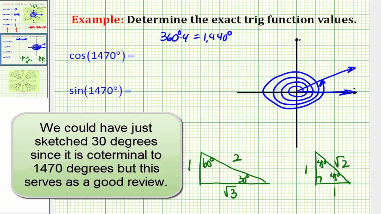 Examples Determine Trig Function Values Using Reference Triangles