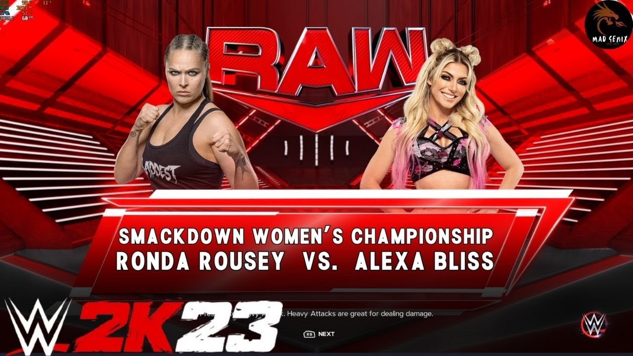 WWE 2K23 Gameplay RAW Showdown: Ronda Rousey Takes on Alexa Bliss in ...