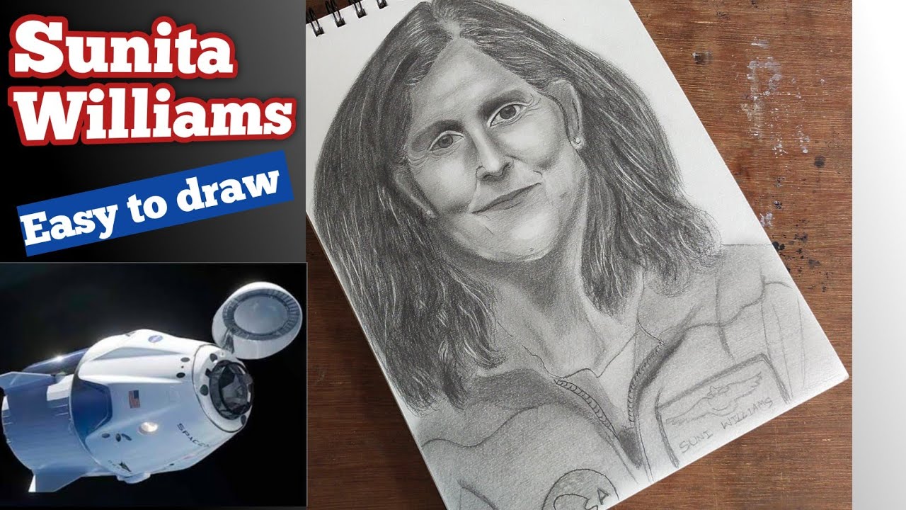 Sunita Williams Drawing || Suni Williams || How to draw Sunita Williams ...