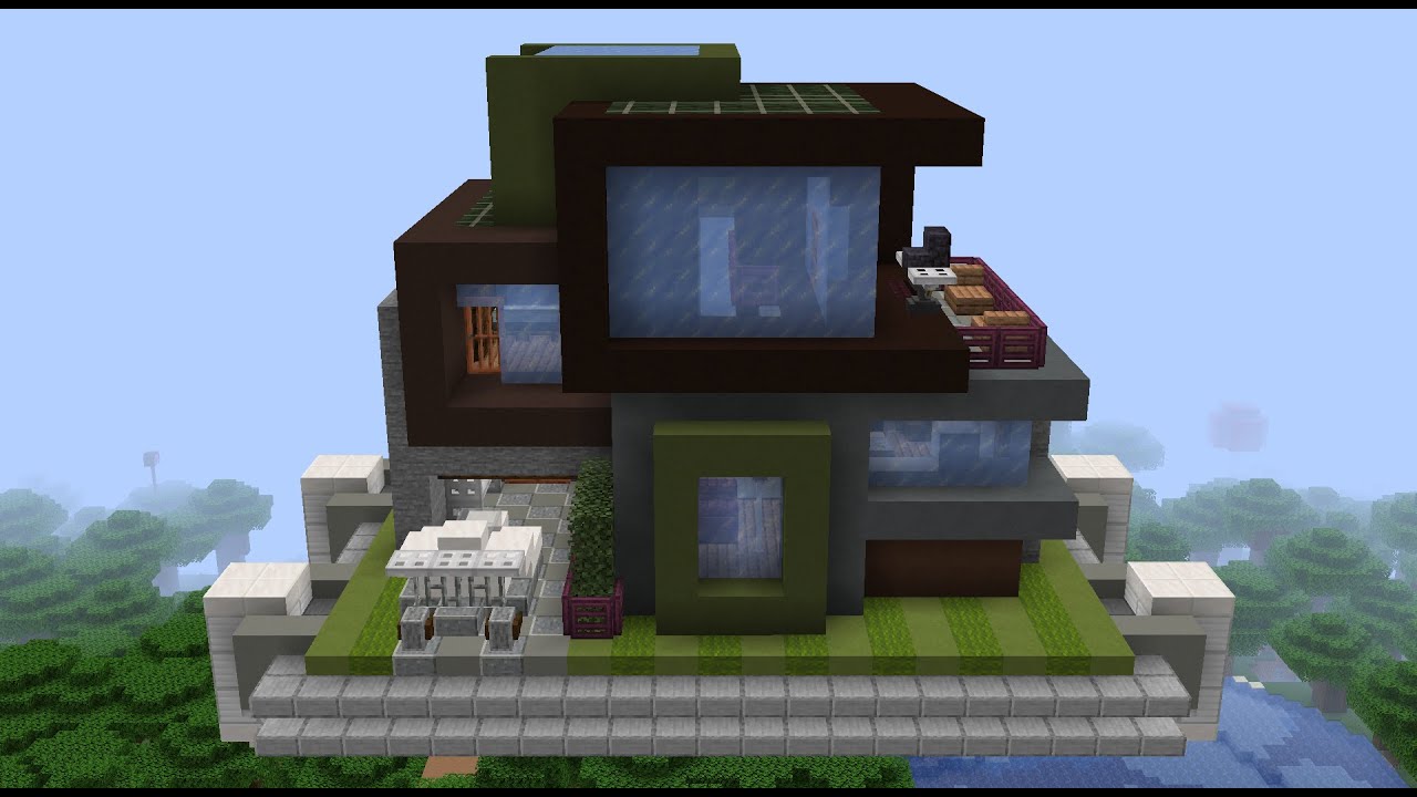 Building a futuristic modern-style floating house - Minecraft creative ...