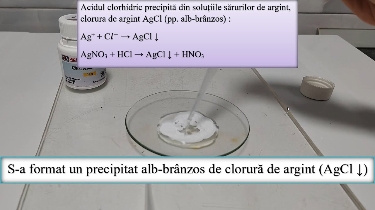 Identificarea cationului de argint cu acid clorhidric - YouTube