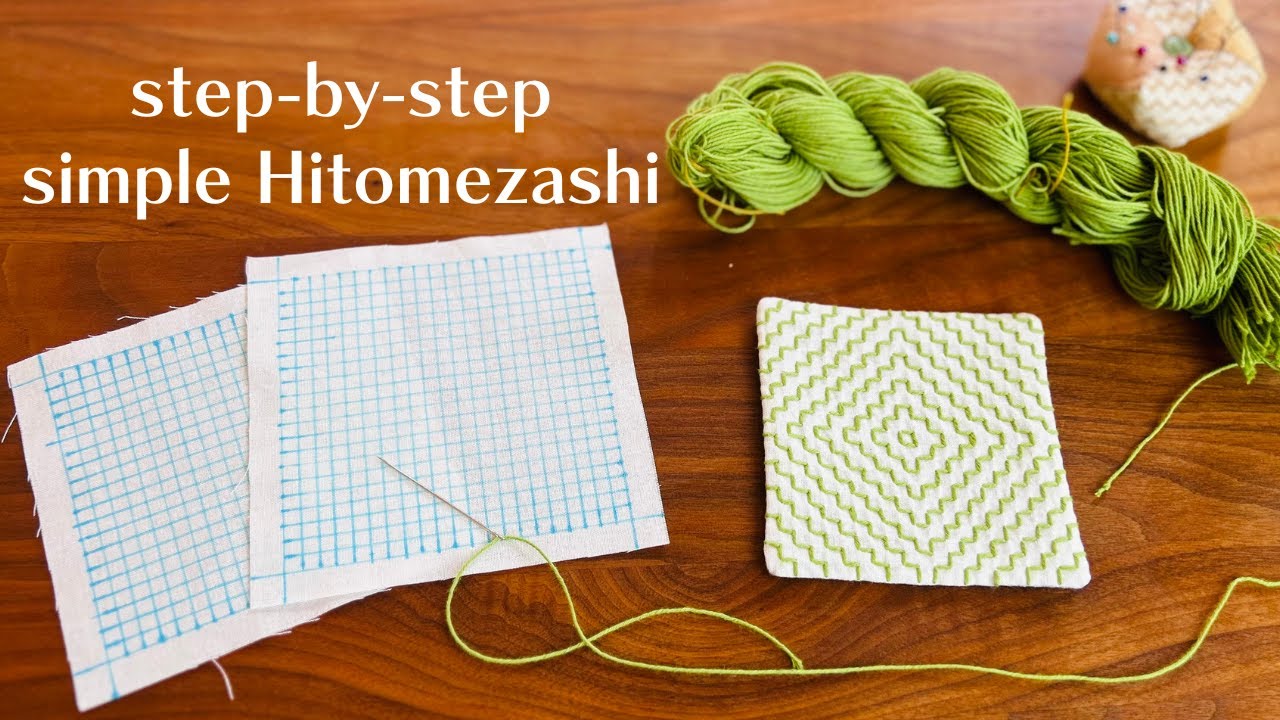 Step-by-step simple Sashiko Hitomezashi for beginners - from drawing a ...