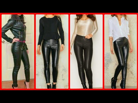 Gorgeous and most delicate skin tight shiny black leather Pants outfits designs 2020