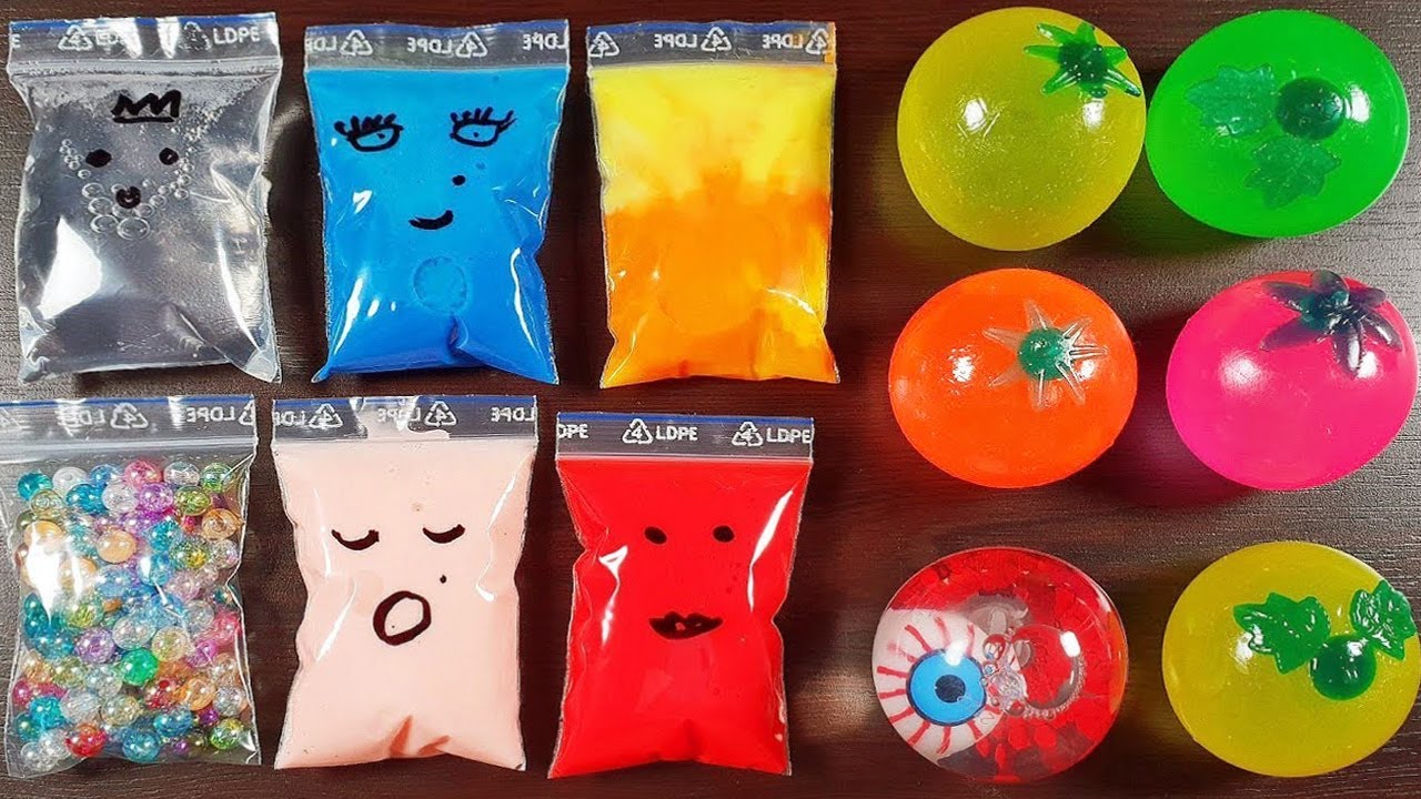 Making Relaxing Slime with Bags and Water Stress Squishy - YouTube