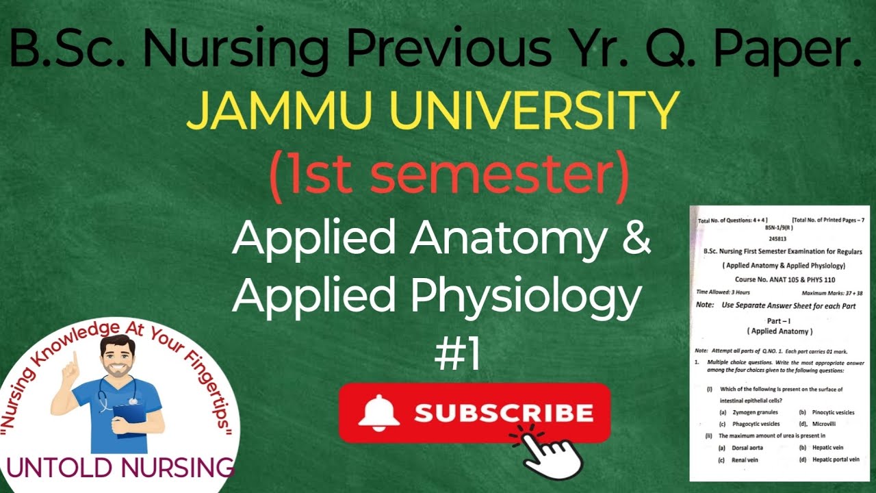 Jammu University B.Sc Nursing 1st sem Previous Year Q paper of Applied ...