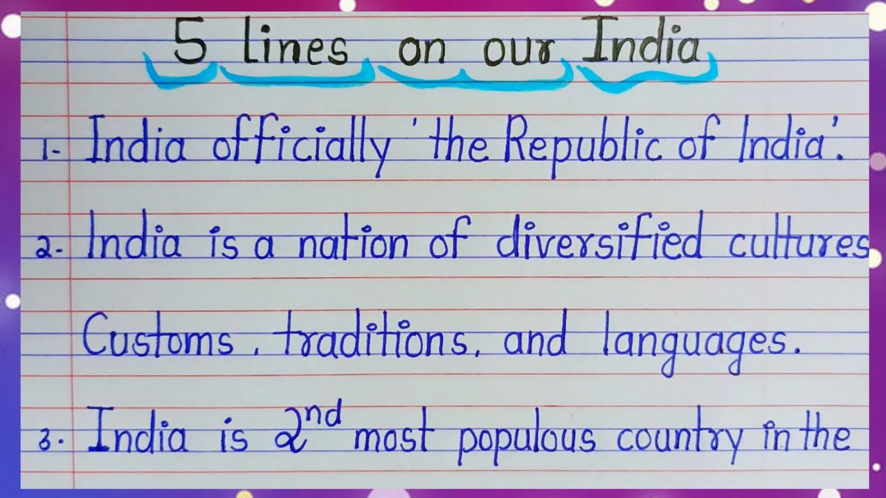 5 Lines On Our India | 5 Lines On India | Short Essay On Our India | 5 ...