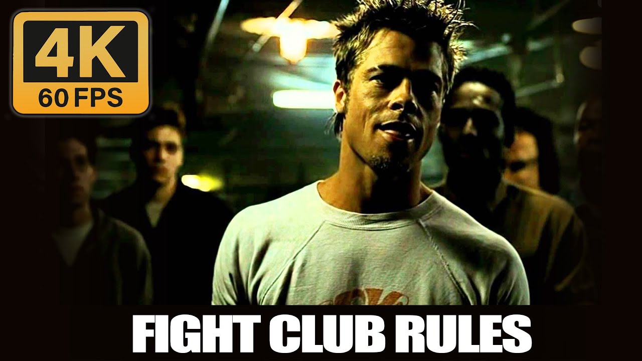 Brad Pitt as Tyler Burden | Fight Club Rules Scene | Movie clip 4k ...