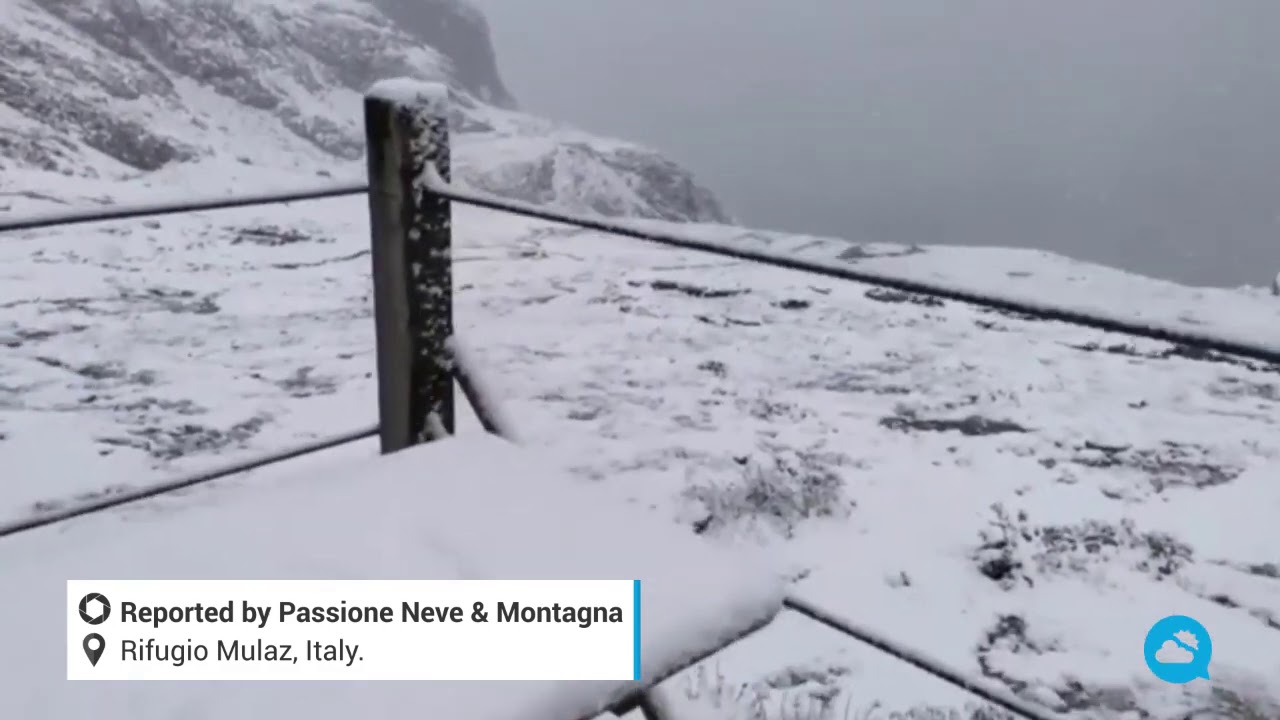 September begins with snow in the Dolomites, Italy - YouTube