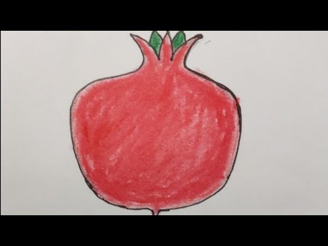 How To Draw Pomegranate. (Step By Step) || Very Easy Drawing || Anar ...